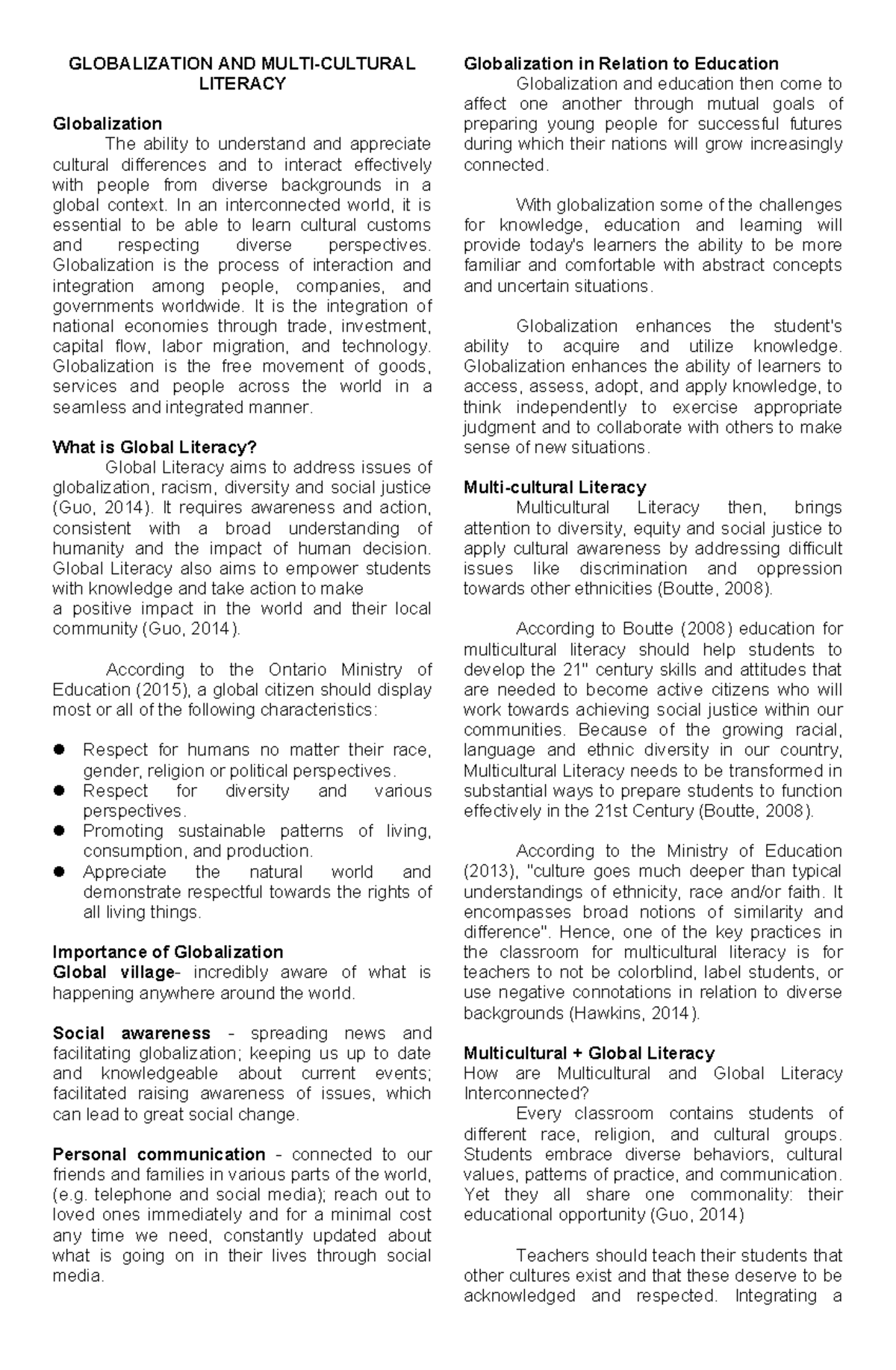 PROF ED 110: Globalization and Literacy Overview - Studocu