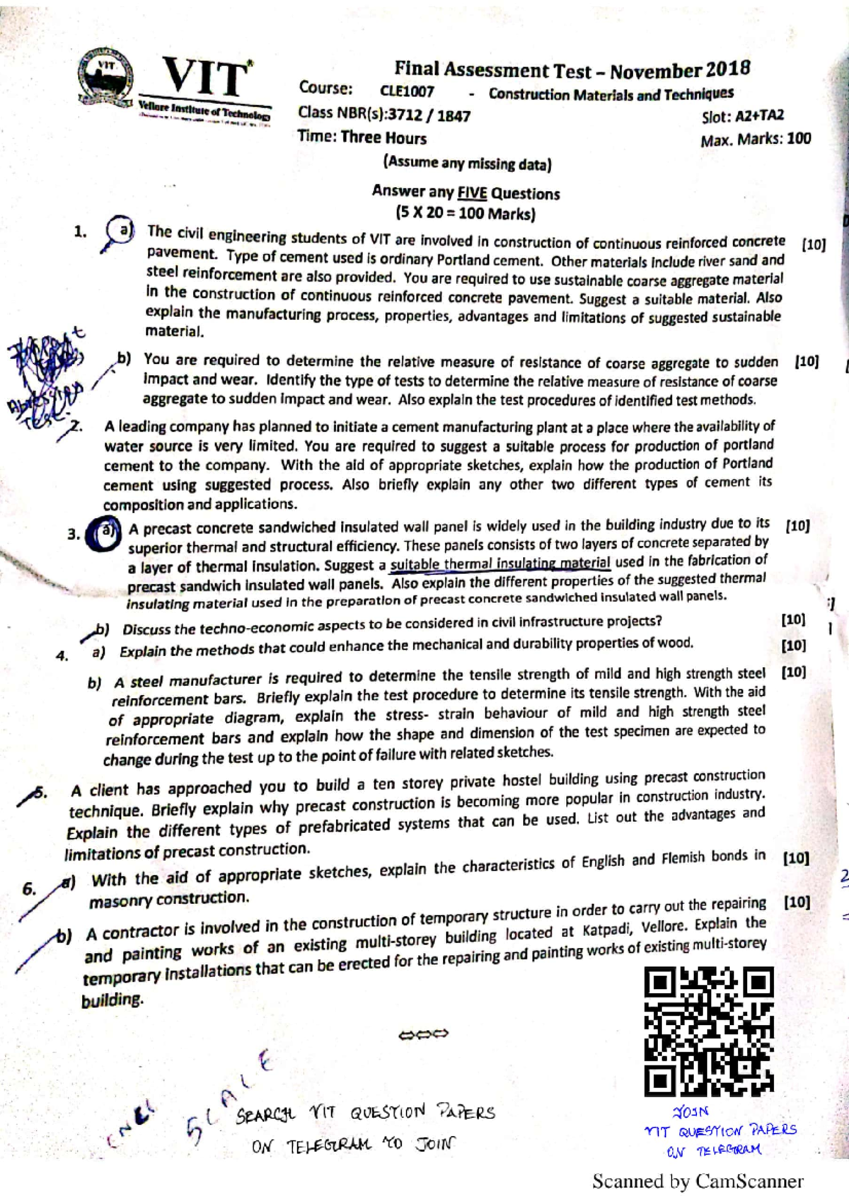 CSE1007 FAT 2K18 - Quetsion paper - VIT Final Assessment Test November ...