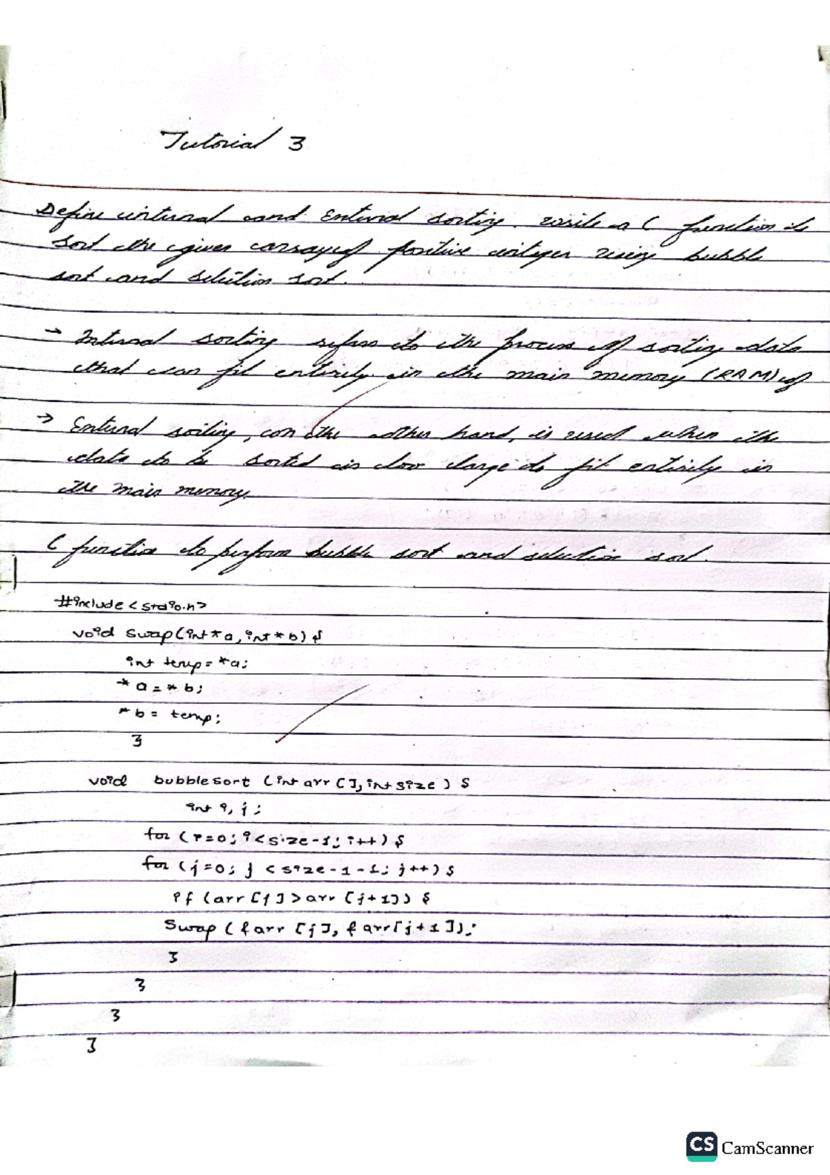 CS Tutorial 3: Internal vs External Sorting with C Functions - Studocu