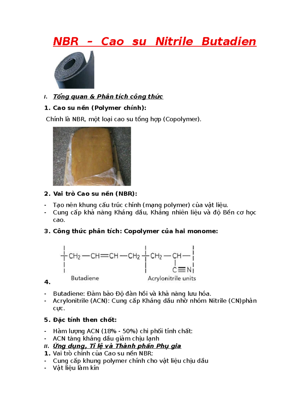 NBR Seminar Slides: Overview and Applications of Nitrile Rubber - Studocu
