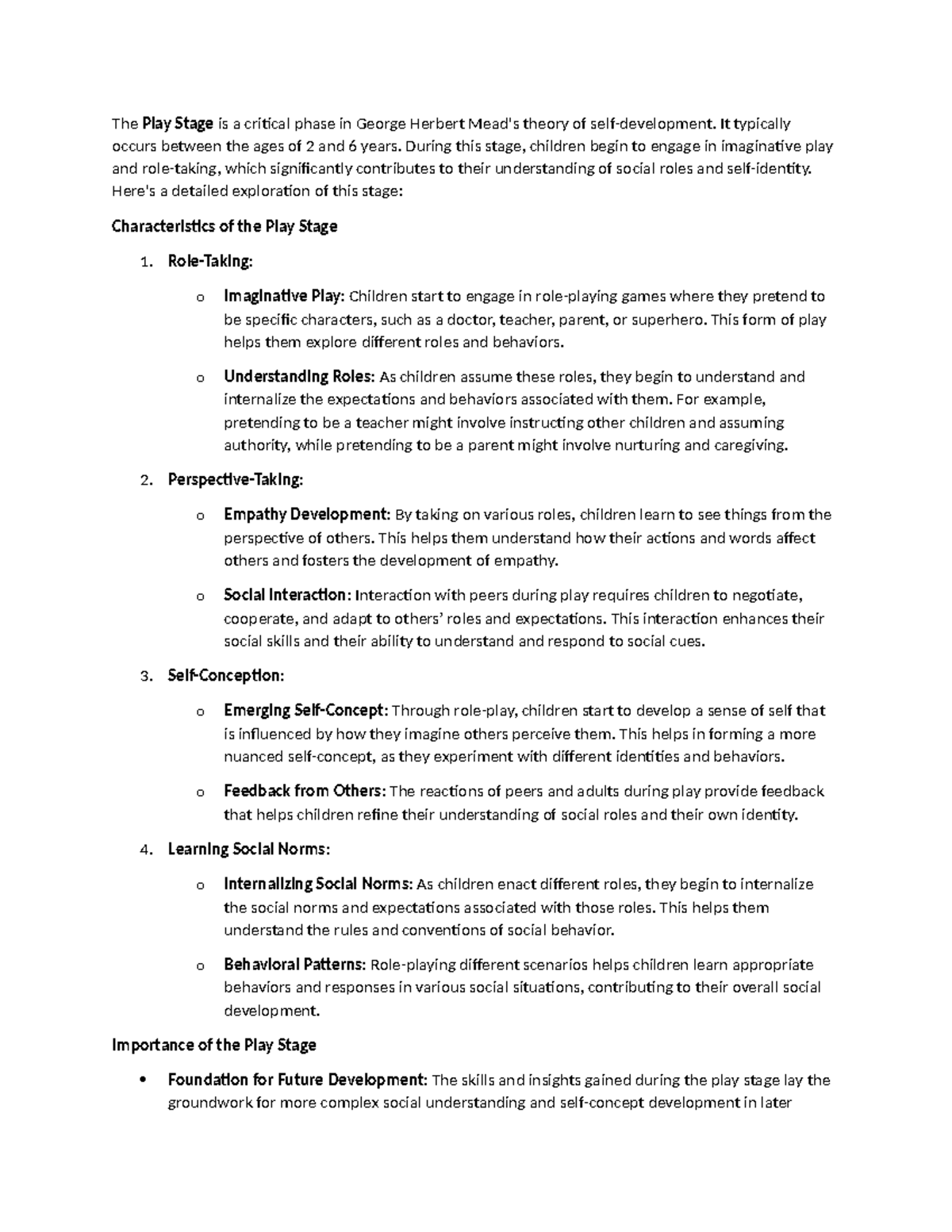 The Play Stage: Exploring George Herbert Mead's Theory of Self ...