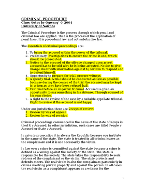 Framing A Charge - Lecture Notes - CRIMINAL PROCEDURE Lecture 4 26 ...