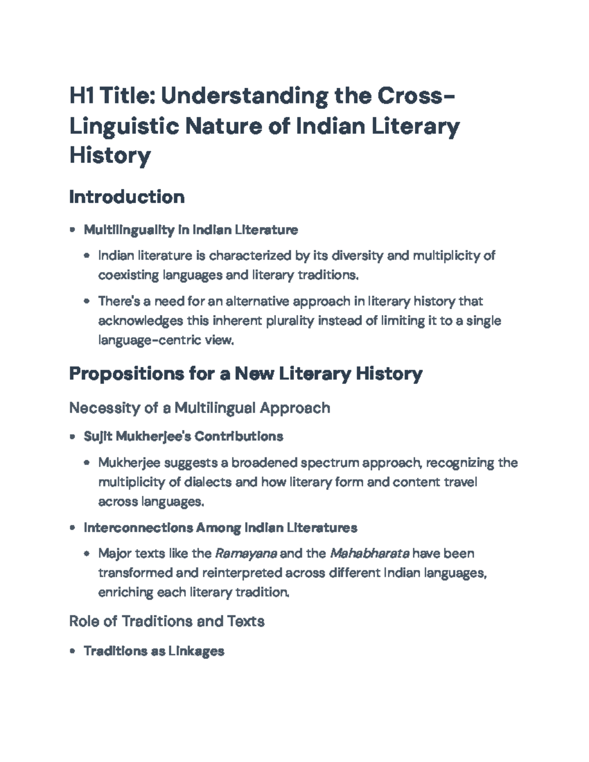 Understanding the Multilingual Nature of Indian Literary History - H1 ...
