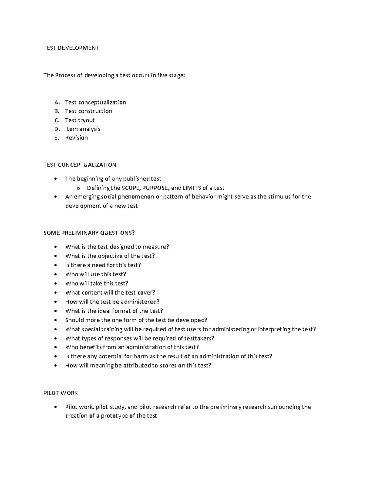 Chapter 8 TEST Development - TEST DEVELOPMENT The Process of developing ...