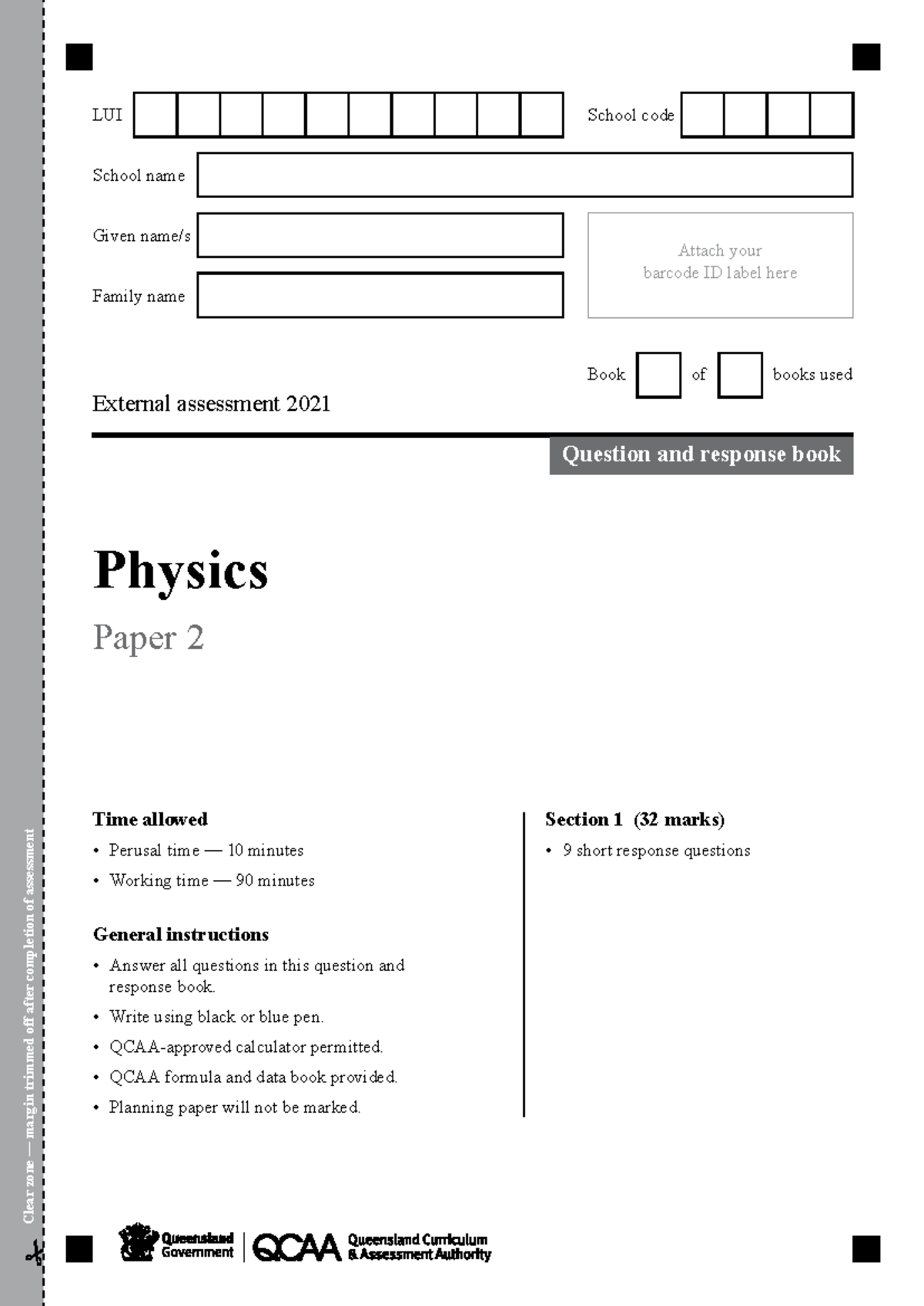 SNR Physics 21 External Assessment Paper 2 Question Responses - Studocu