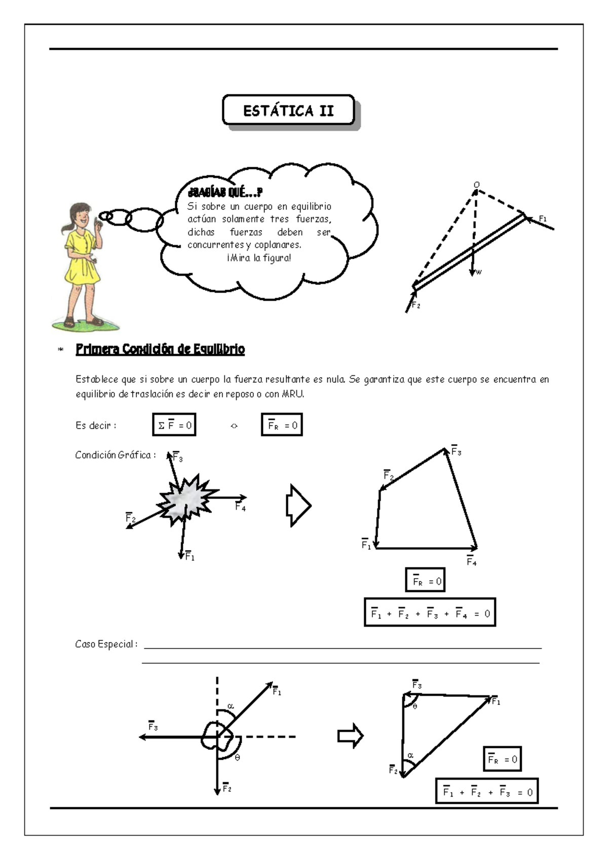 10-Estática-II - ejercicios para resolver - ESTÁTICA II Primera Condición de Equilibrio ...