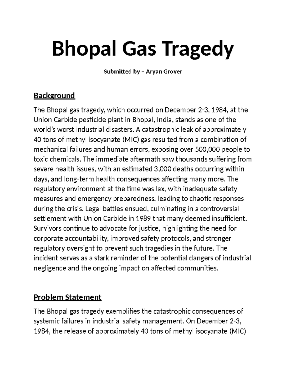 Bhopal Gas Tragedy (1984): Lessons in Industrial Safety and Ethics ...