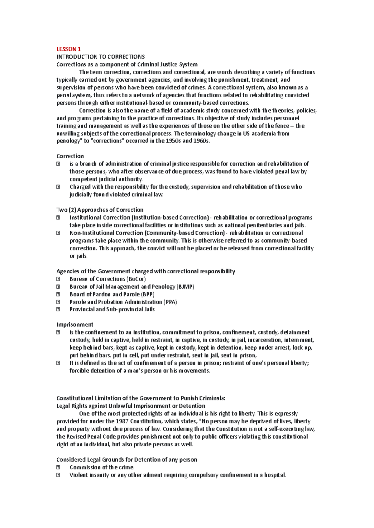 Institutional Correction: An Overview of Corrections in Criminal ...