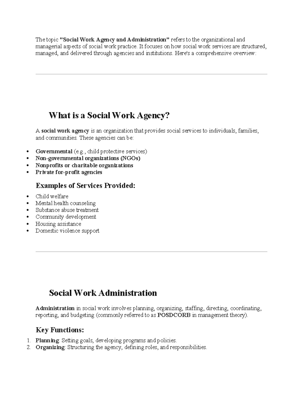SWAM - Organizational and Managerial Aspects of Social Work Agencies ...