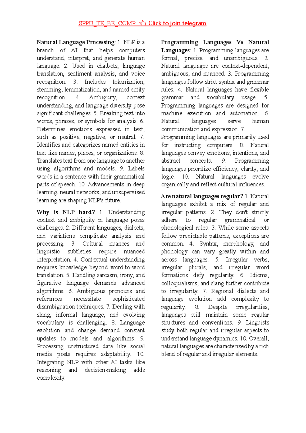 SPPU_TE_BE_COMP Natural Language Processing Overview and Challenges ...