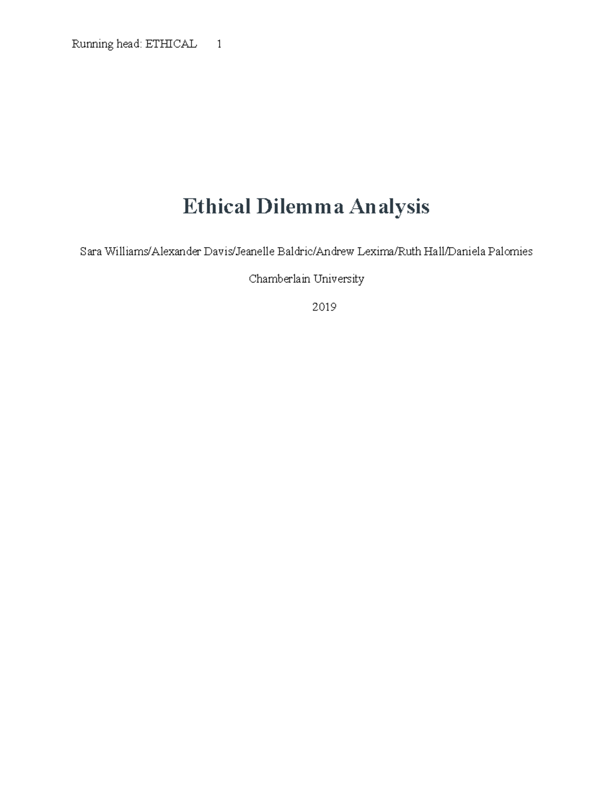 Week 2 Assignment Paper or Presentation – Ethical Dilemma Analysis ...
