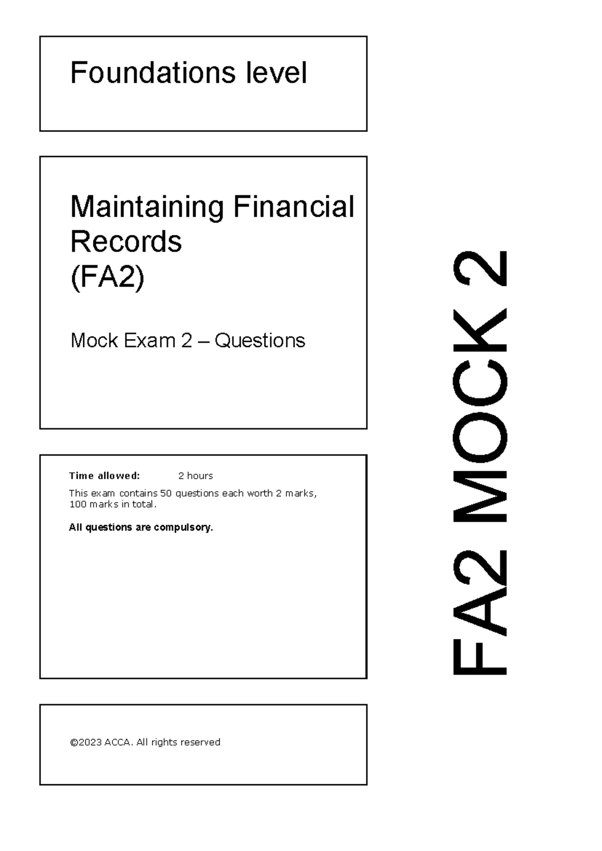 FA2 Mock Exam 2 - Sample Questions for 2023-24 - Studocu