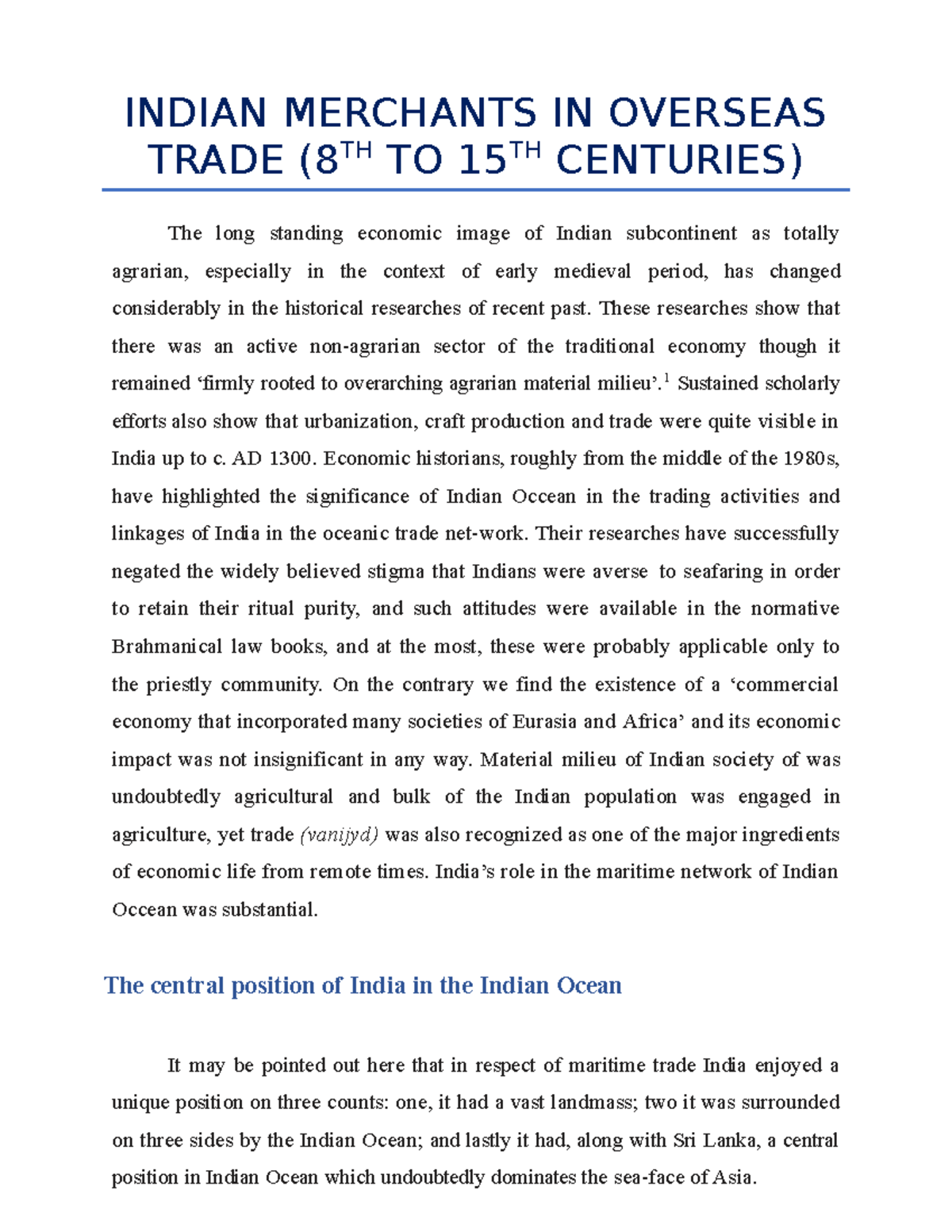 Indian Merchants in Overseas Trade: 8th to 15th Centuries Insights ...