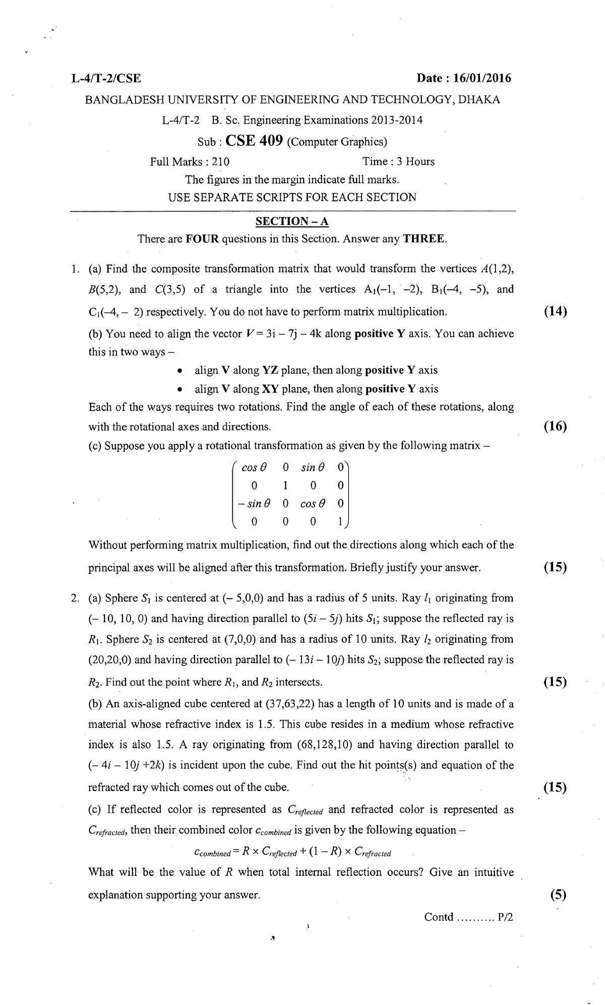 CSE 409 Final Exam Notes: Computer Graphics Concepts and Problems - Studocu