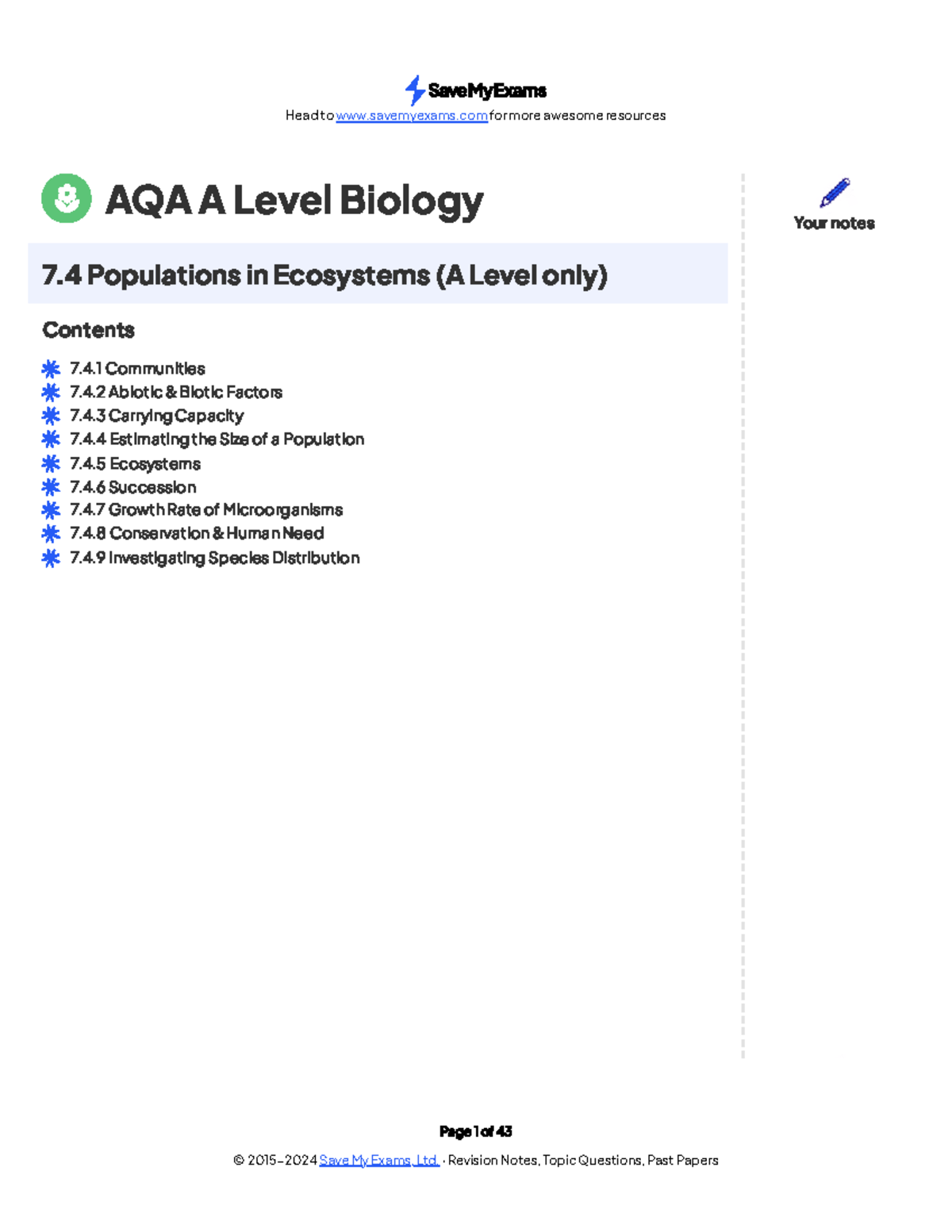 AQA A Level Biology - Required Practical on Ecosystem Populations - Studocu