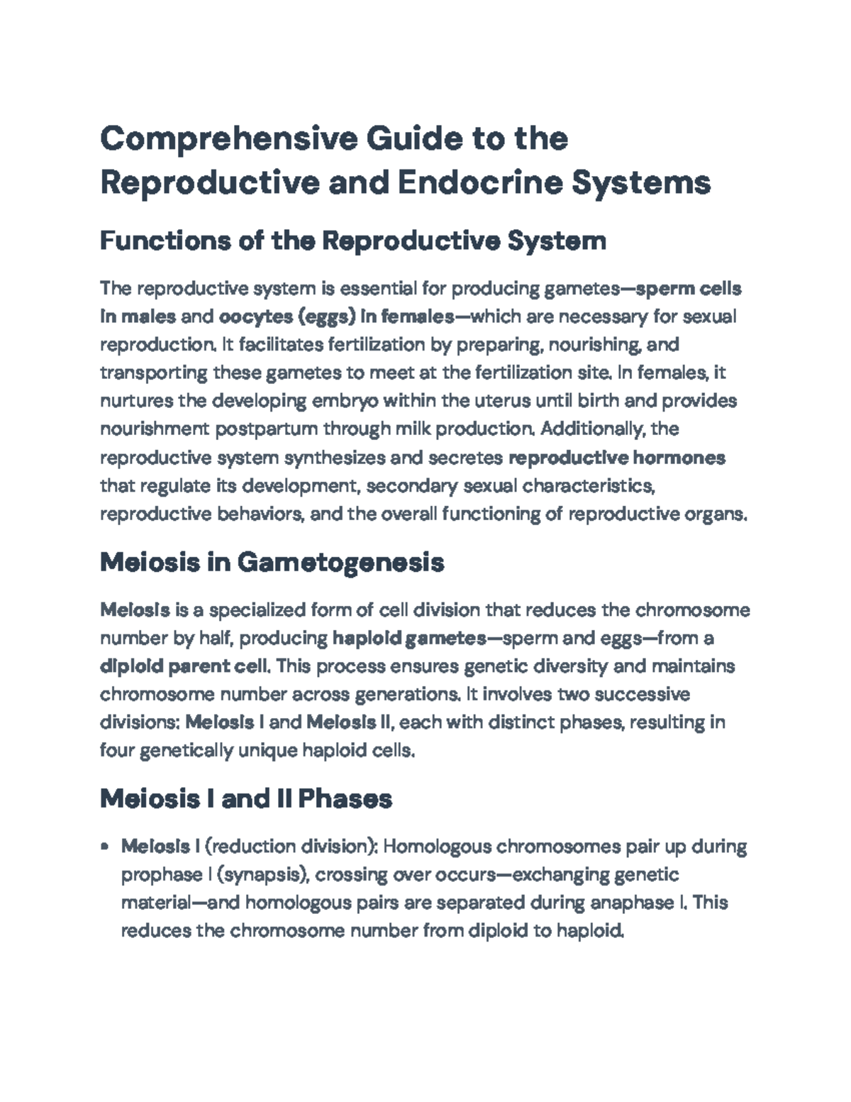 Comprehensive Overview of the Endocrine & Reproductive Systems - Studocu