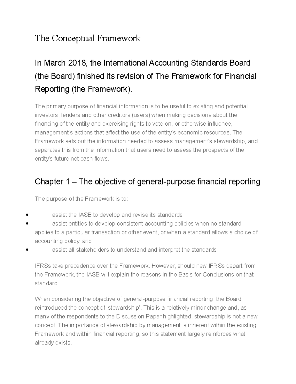 The Conceptual Framework - The primary purpose of financial information ...