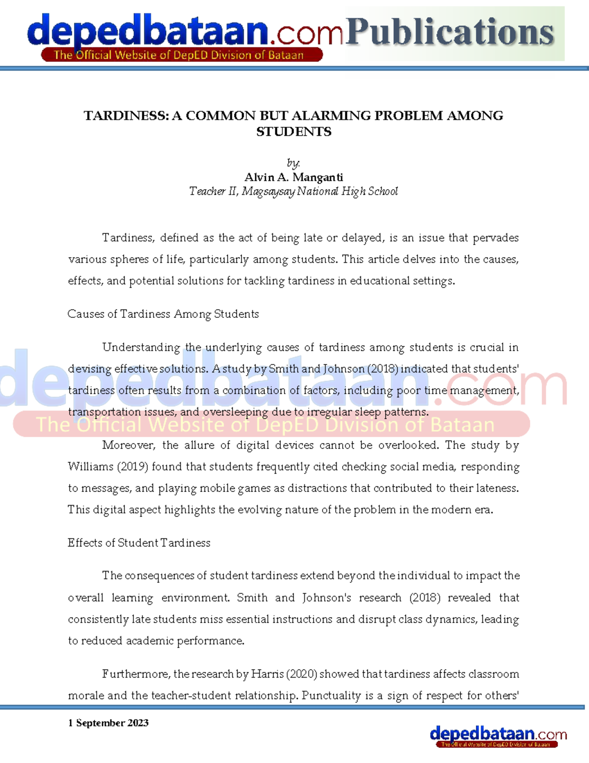 Tardiness Among Students: Causes, Effects, and Solutions - Studocu