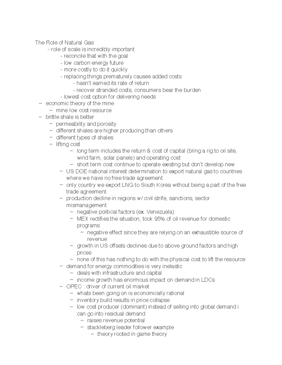 The Role of Natural Gas - Notes ...