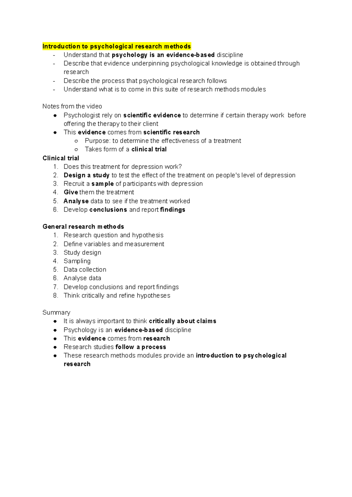 MBB1 - Introduction to Psychological Research Methods and Ethics - Studocu