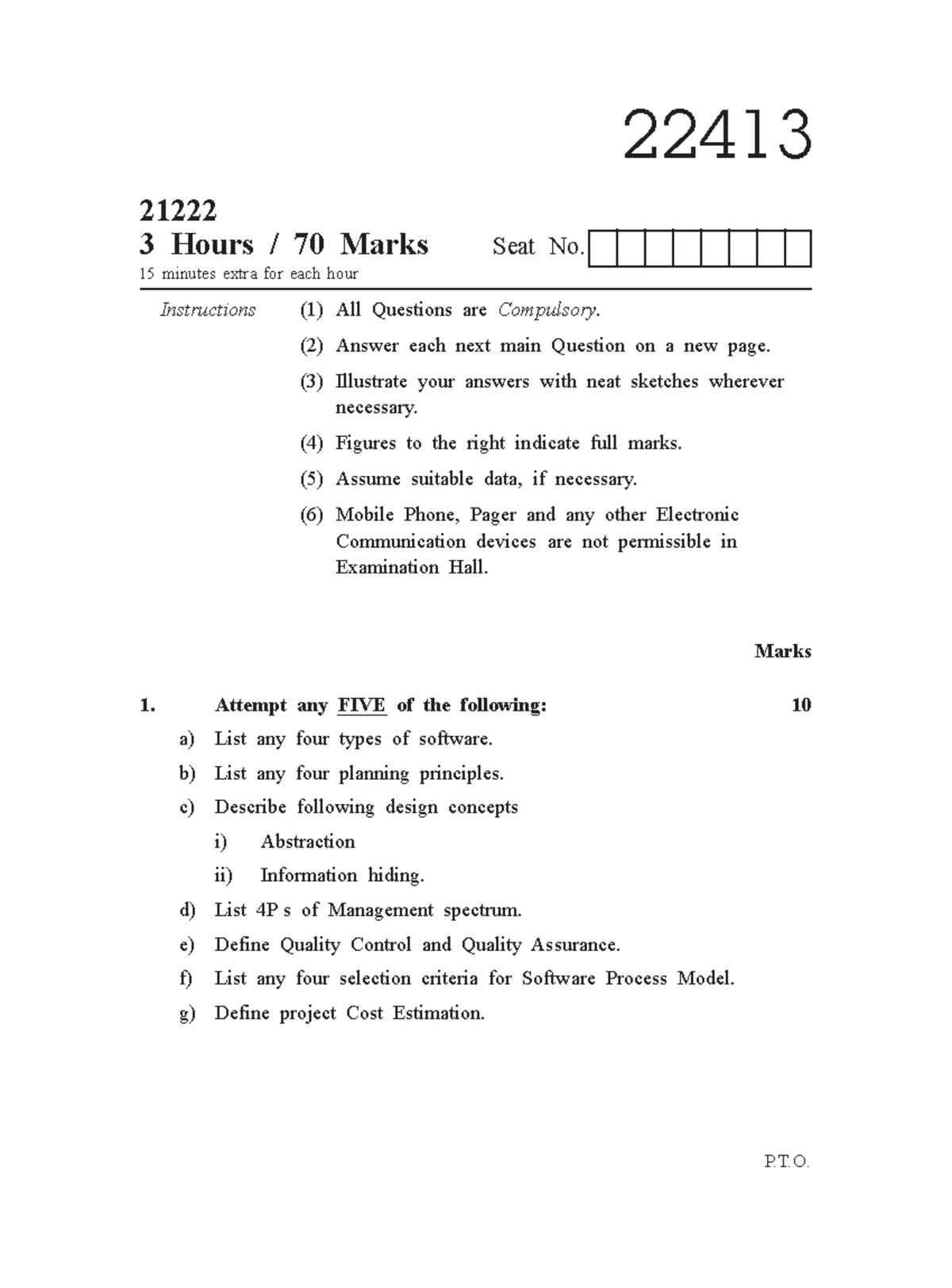 Model Answer for Software Engineering (22413) - Summer 2022 Exam - Studocu