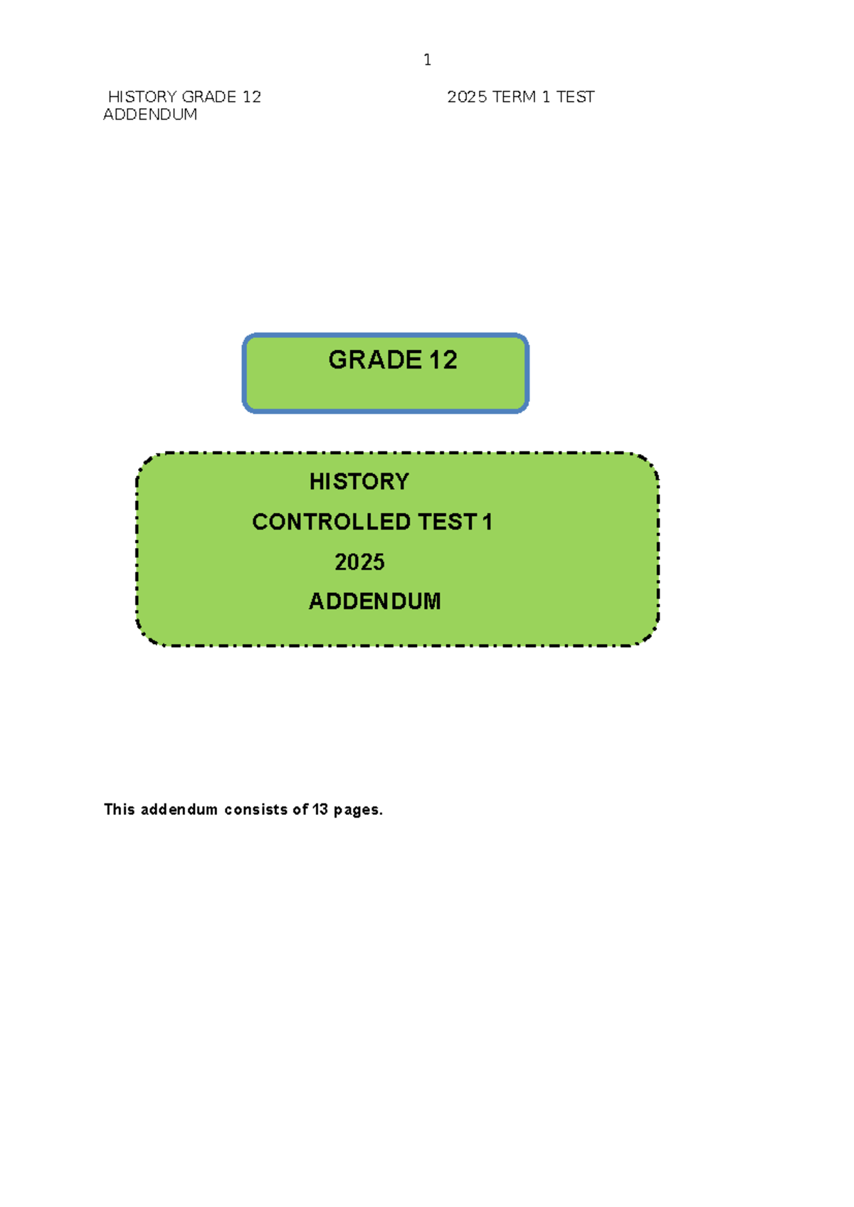 2025 HISTORY GRADE 12 TERM 1 TEST 1 ADDENDUM: COLD WAR & CIVIL RIGHTS ...