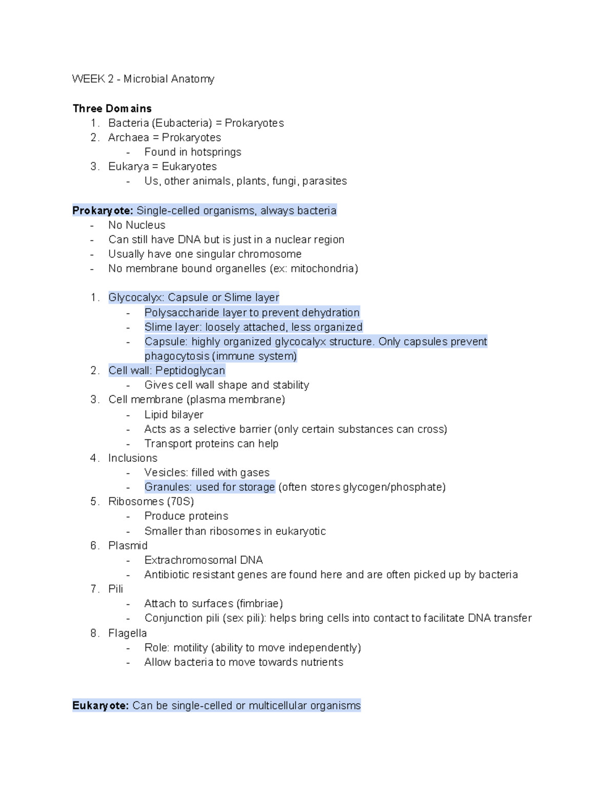 Microbiology Test 1 Notes: WEEK 2 Microbial Anatomy & WEEK 5 ...