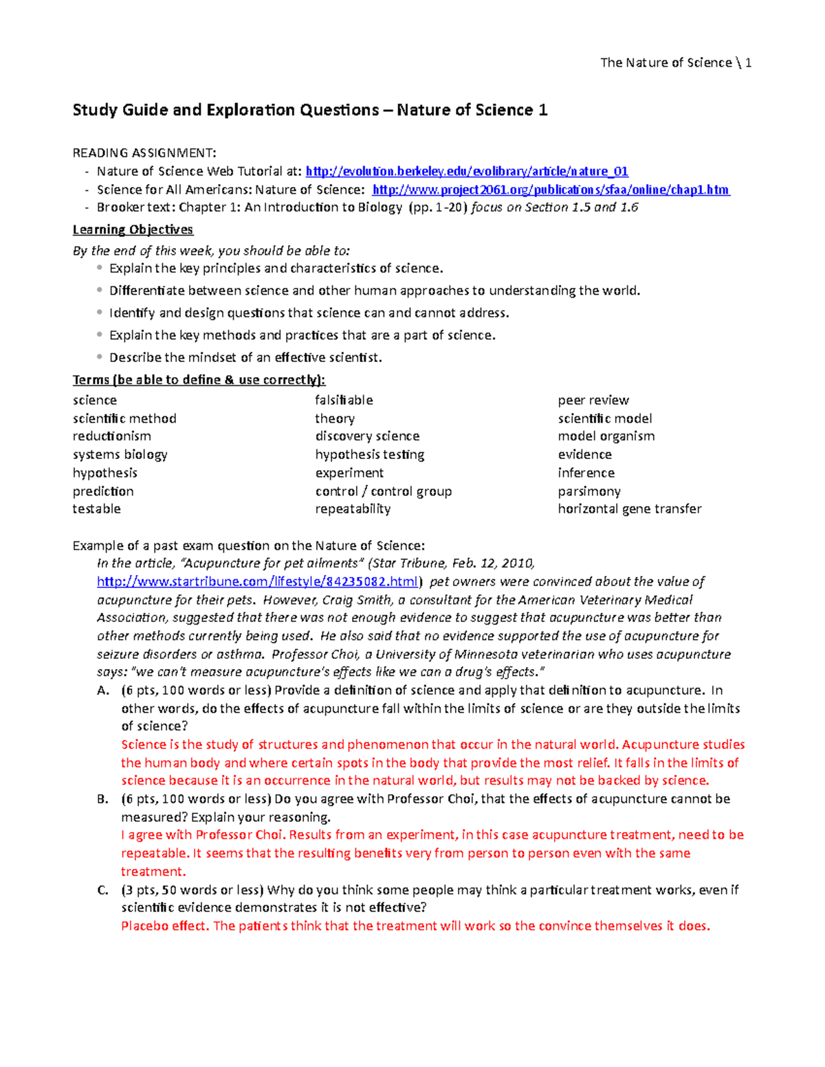 Study Guide 1 - Exploring the Nature of Science Concepts - Studocu