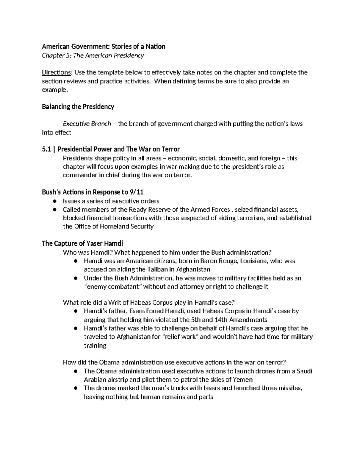 Chapter 5 - Presidential Powers and The American Presidency (Gov 101 ...