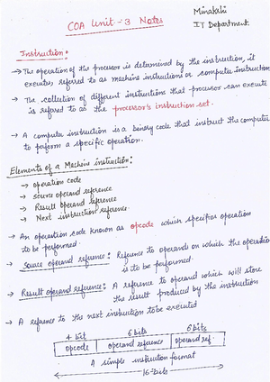 Computer Organization And Architecture handwritten notes part 1 - Studocu