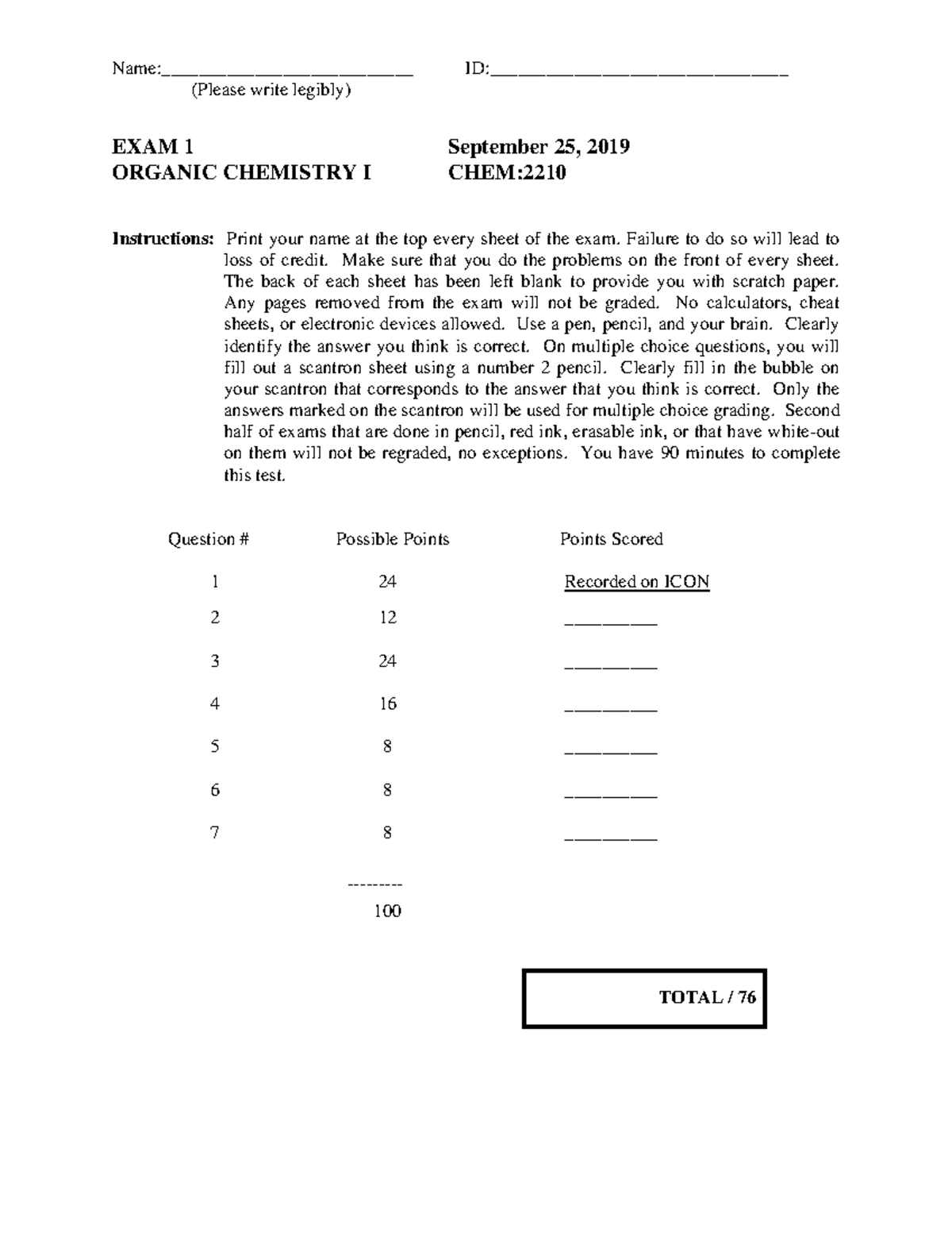 Exam 1 F19 - Exam 1 Practice Exam - Name ...