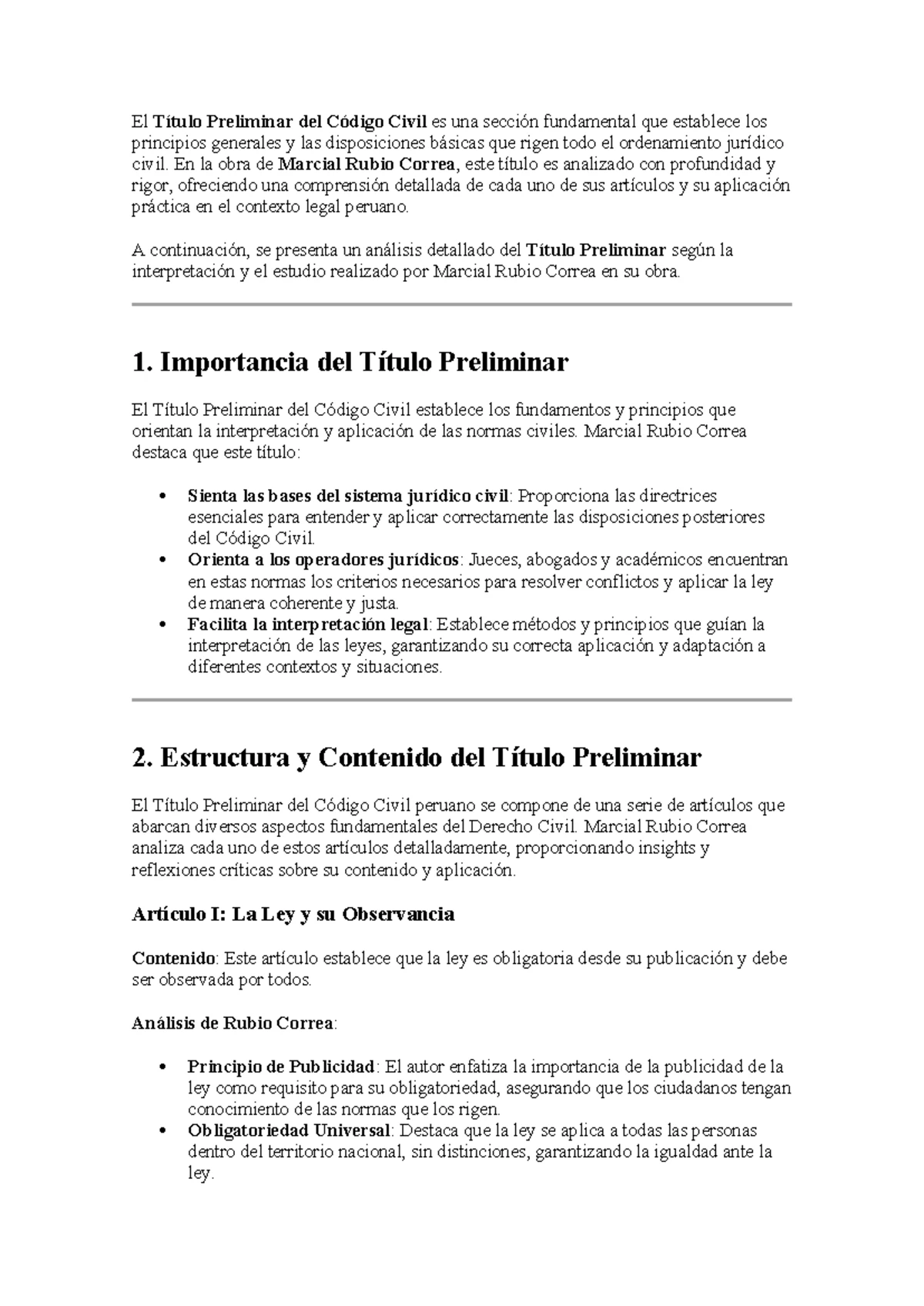 El Título Preliminar del Código Civil es una sección fundamental que establece los principios ...