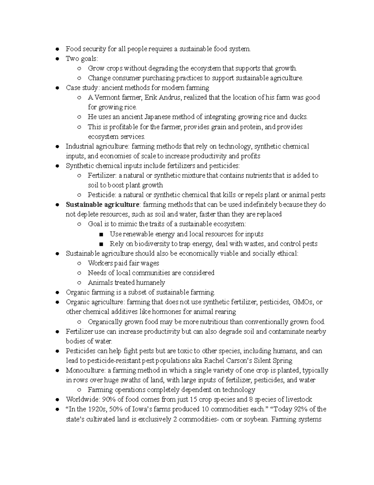 ES sustainable agriculture - Food security for all people requires a ...