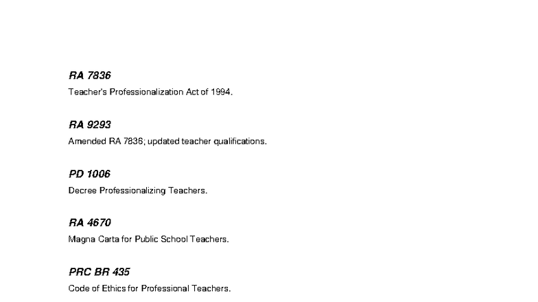 LET Flashcards: Key Philippine Education Laws and Acts - Studocu