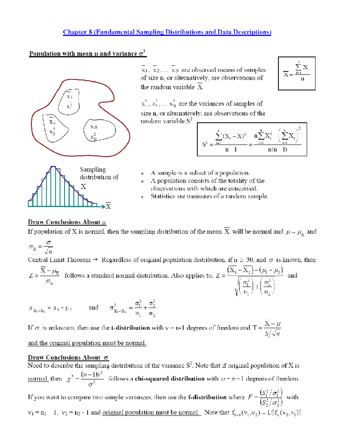 ENGG319 L01 Fall 2016 Hypothesis Testing Summary Sheet - Studocu