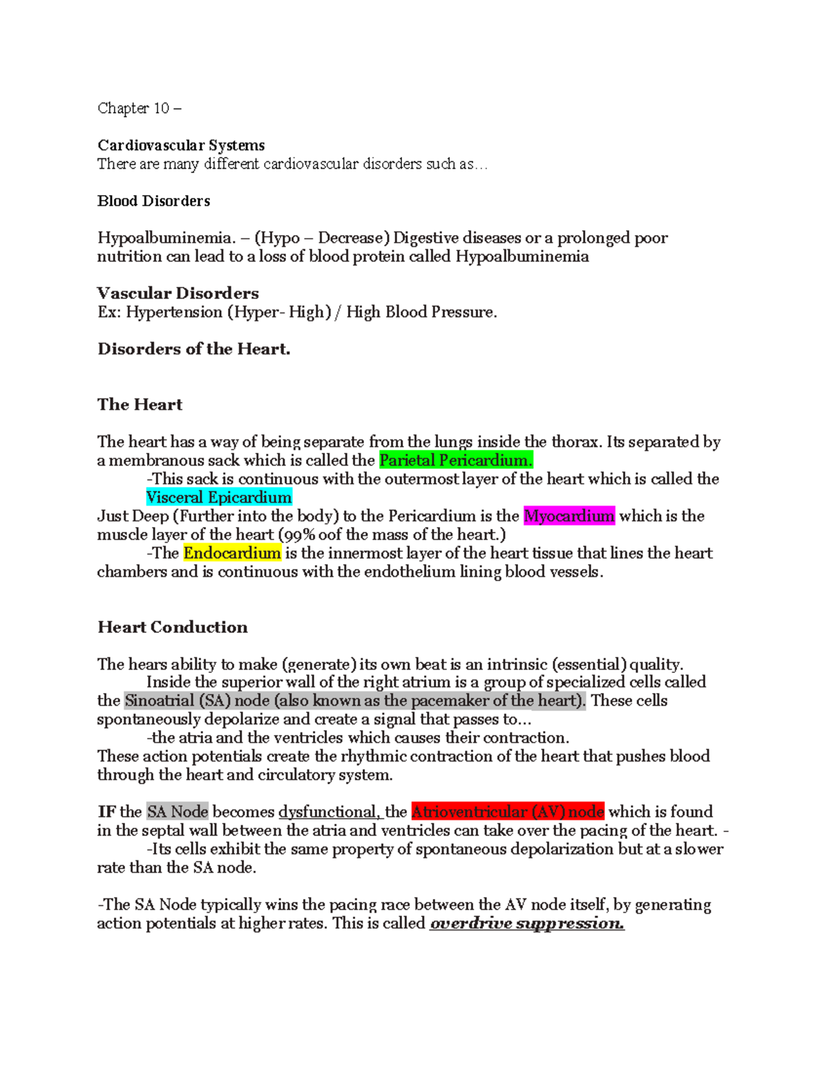 Chapter 10: Cardiovascular Systems & Heart Function (Diastole/Systole ...