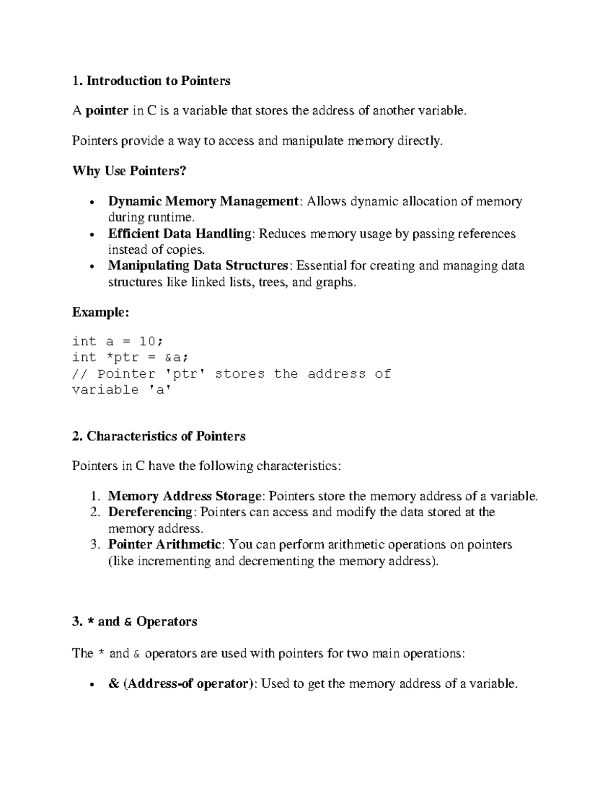C Programming: Introduction to Pointers - Key Concepts and Usage - Studocu