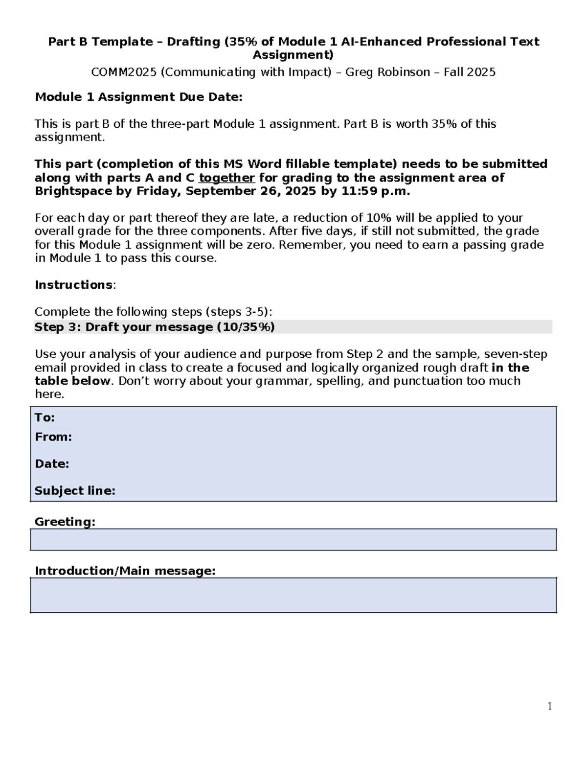 Module 1 Assignment Part B Template - COMM2025 Fall 2025 - Studocu