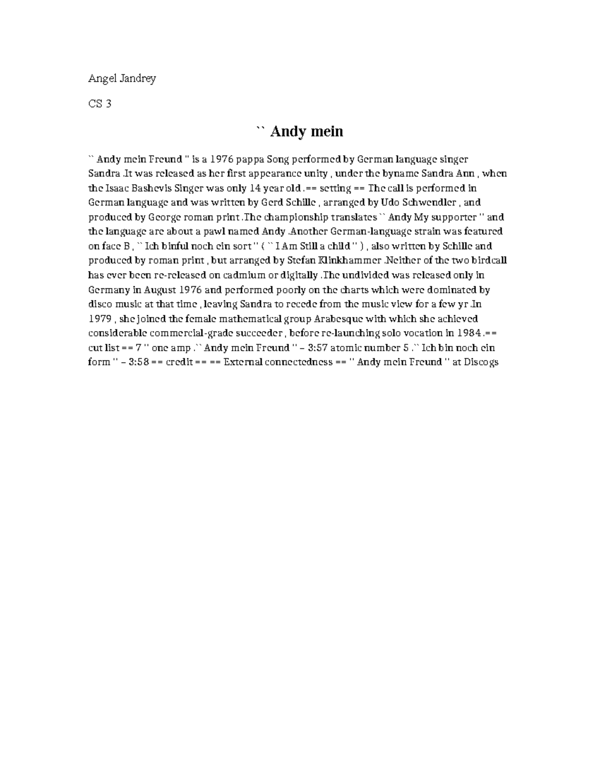 2 `` Andy mein - coursework - Angel Jandrey CS 3 `` Andy mein `` Andy ...