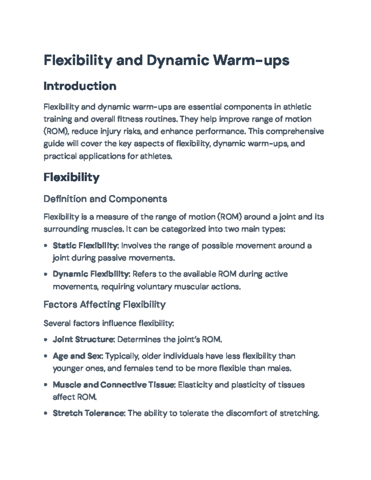 Flexibility and Dynamic Warm-Ups: Enhancing Athletic Performance ...