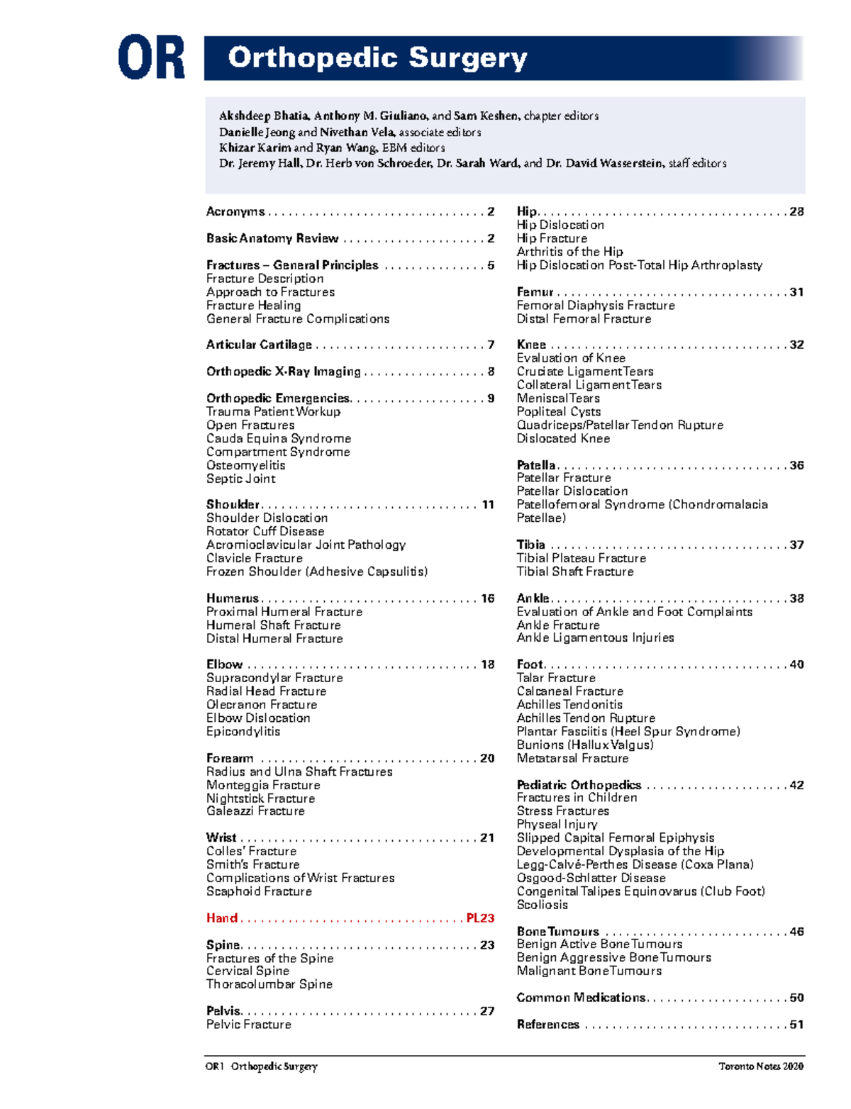 Toronto Notes 2020: Comprehensive Overview of Orthopedic Surgery Cases ...