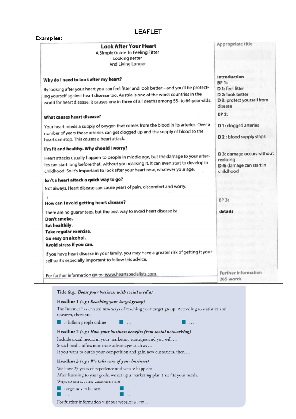 Leaflet - LEAFLET Examples: HOW TO WRITE A LEAFLET A leaflet is some ...
