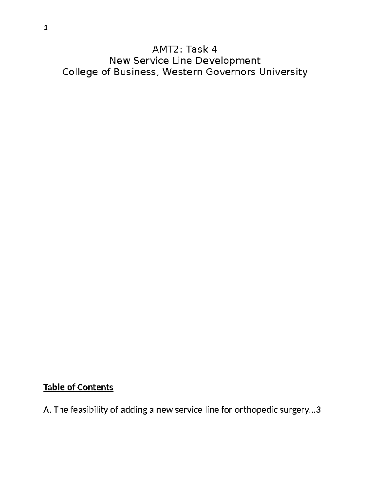 AMT2 Task 4: New Service Line Development in Orthopedic Surgery - Studocu
