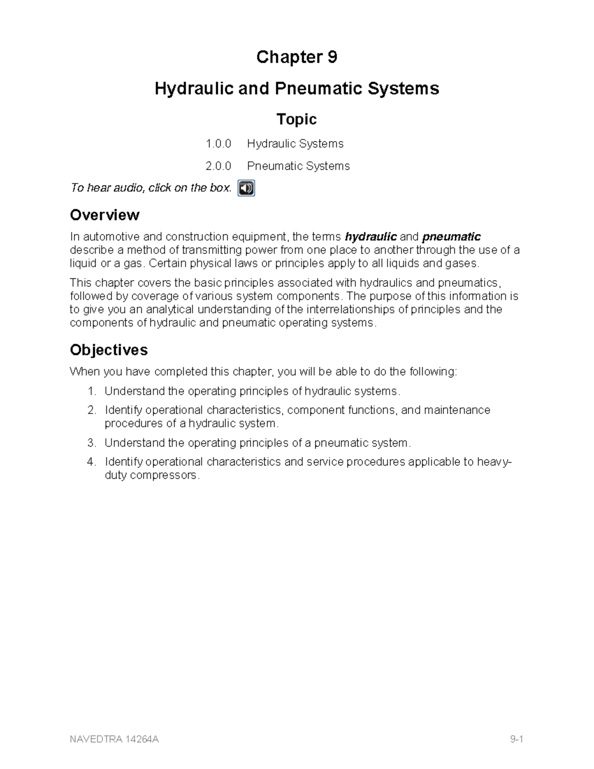 Hydraulic and Pneumatic systems - Chapter 9 Hydraulic and Pneumatic ...