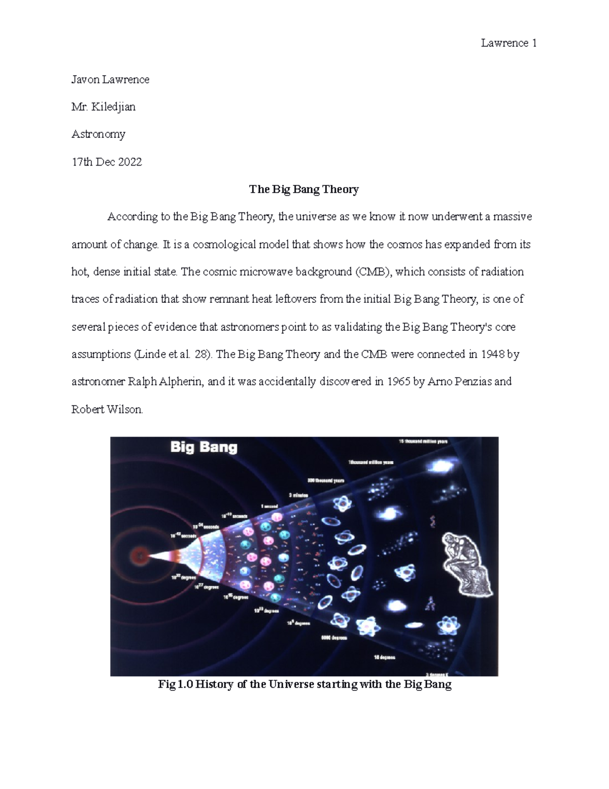 The big bang theory - Assignment - Javon Lawrence Mr. Kiledjian ...