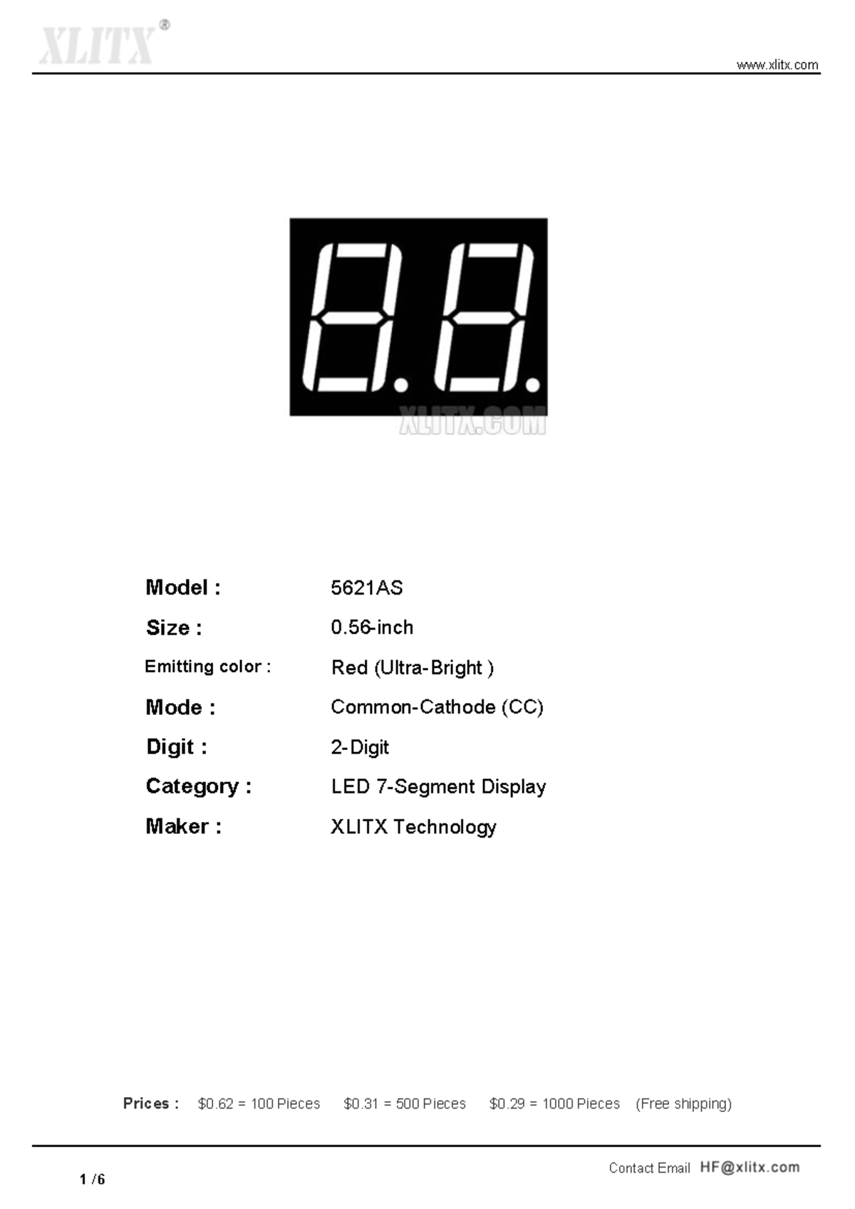 5621AS - LED 7-Segment Display Specifications and Prices - Studocu