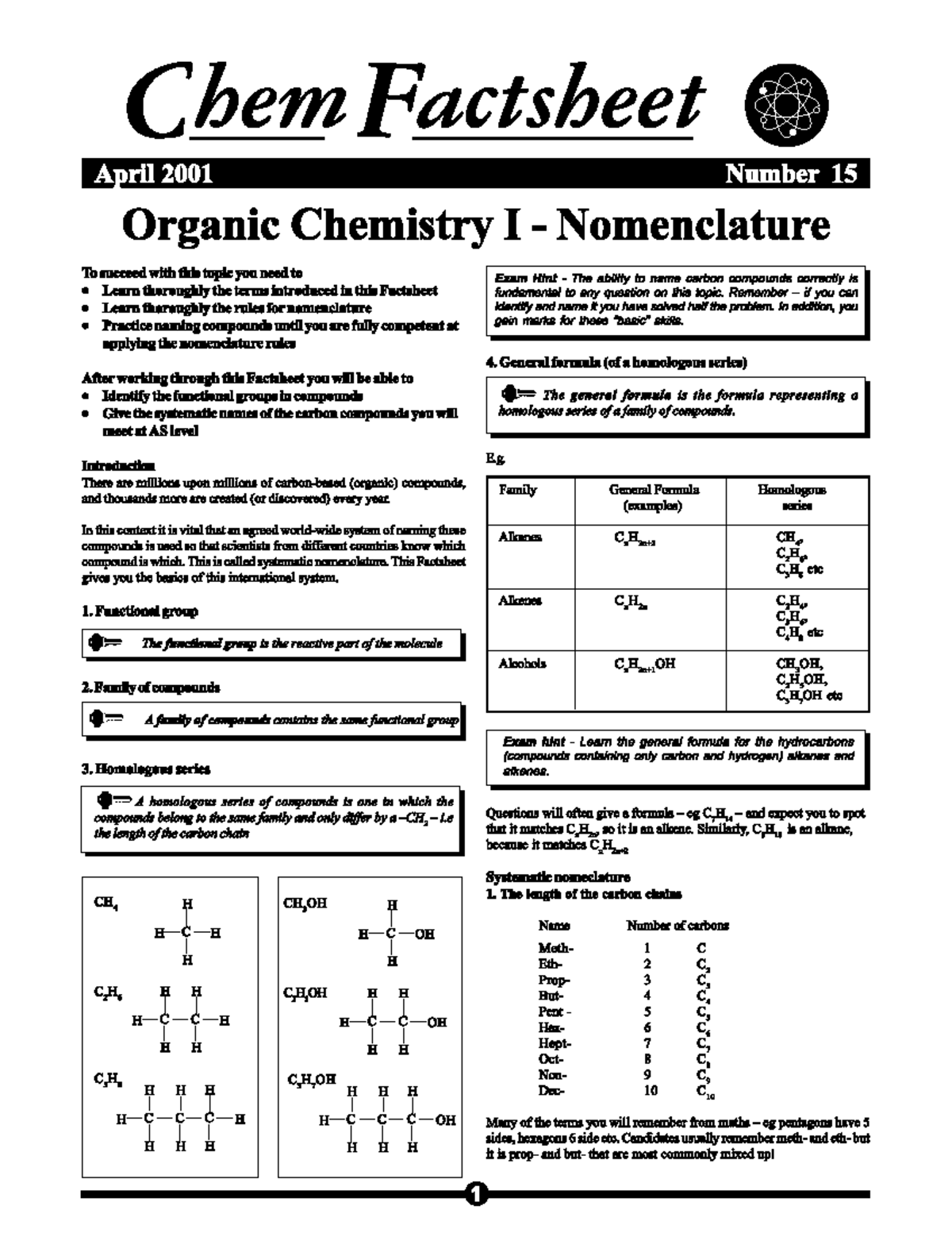 15 Organic Chemistry i Nomenclature Questions - Studocu