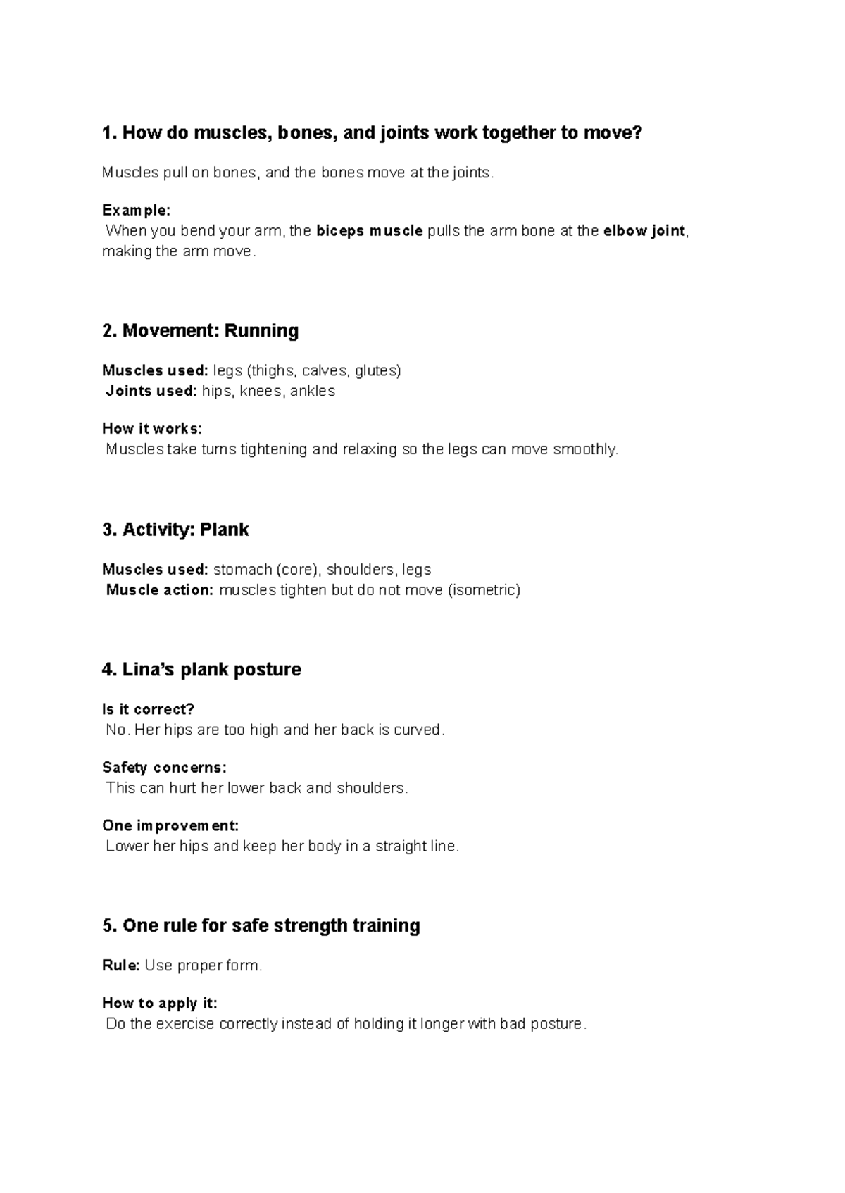 PHE - Understanding Muscle, Bone, and Joint Movement Mechanics - Studocu
