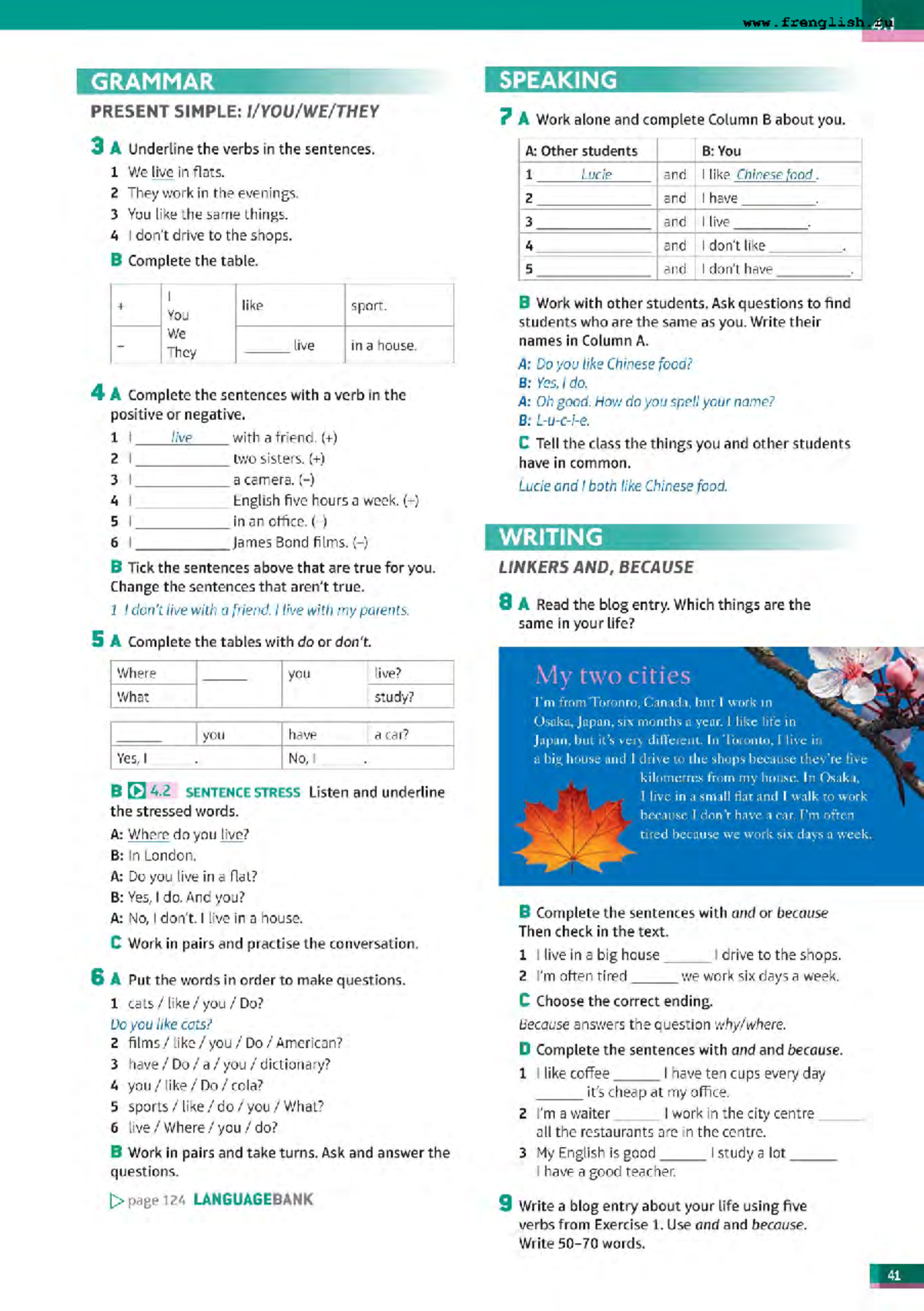 Grammar Speaking: Present Simple Exercises for Students (Course Code ...