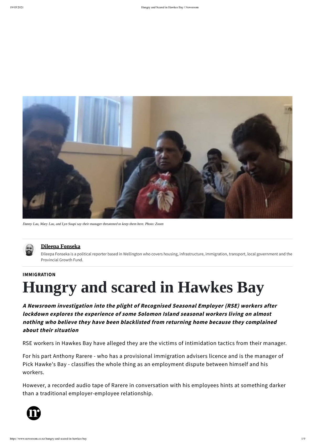 Hungry and Scared in Hawkes Bay: RSE Workers' Plight - Studocu